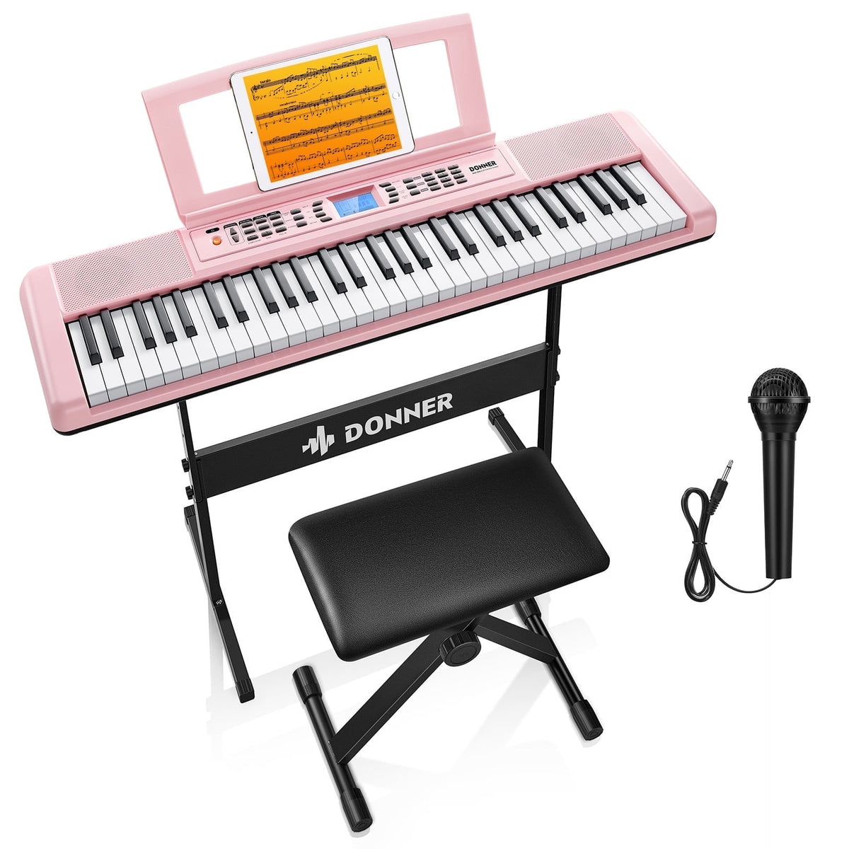 Donner DEK-200 61 Key Electronic Keyboard Set with Stand, Bench, Micro – VIP Outlet