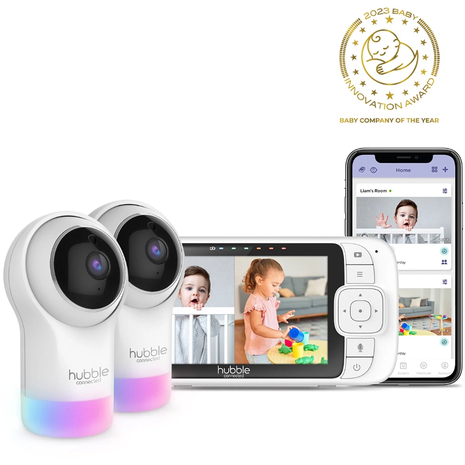 Hubble Connected HCSNPGLH2 Nursery Pal Glow and Twin with 2 Cameras Wh ...