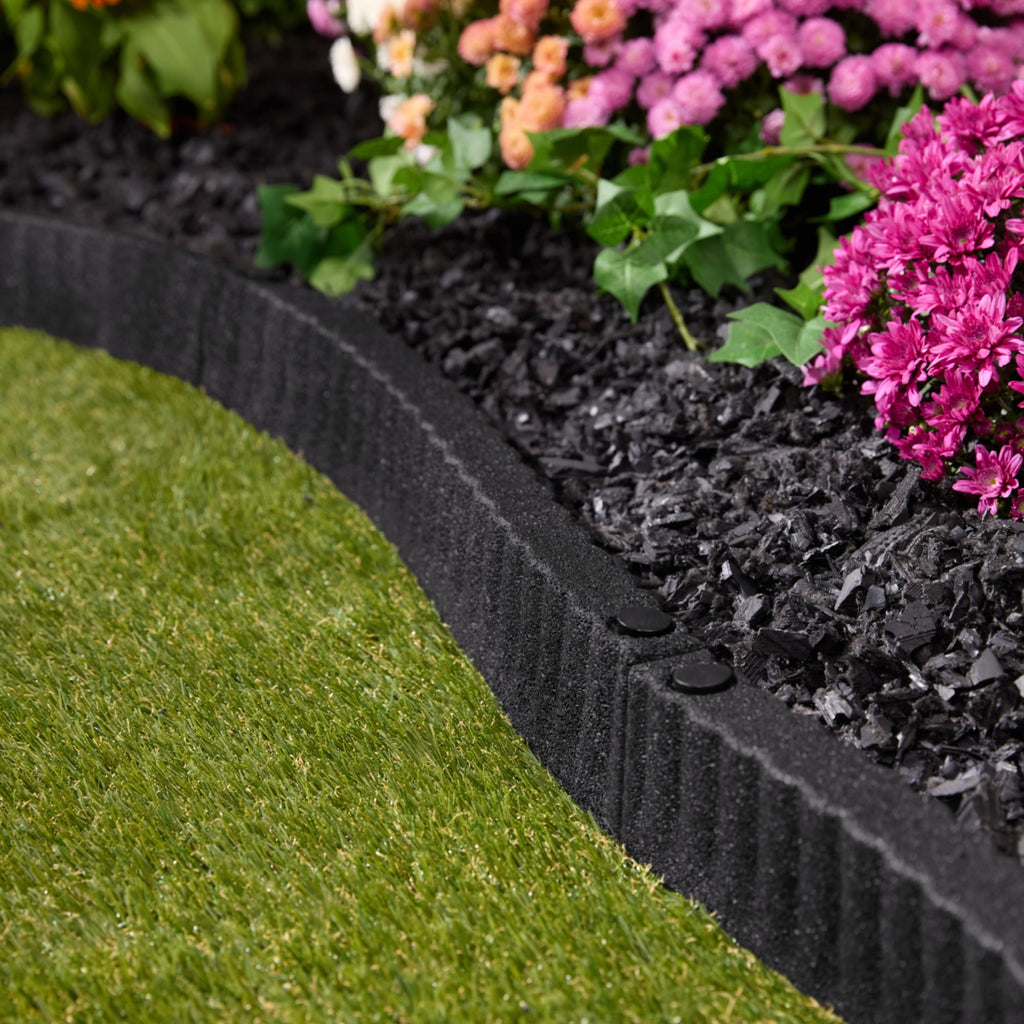Expert Gardener Recycled Rubber Garden Border Landscape Edging, Black ...