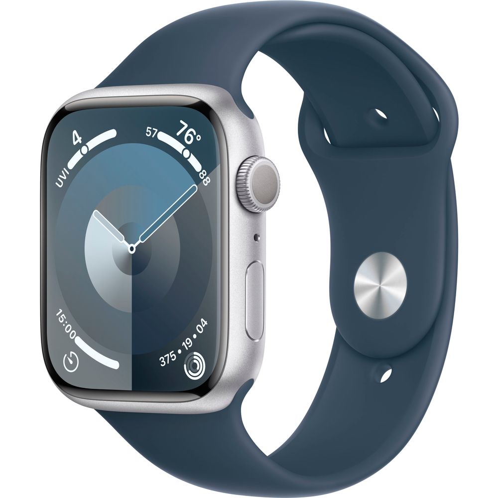 Apple Watch Gen 9 Series 9 45mm Silver Aluminum - Storm Blue Sport Ban ...
