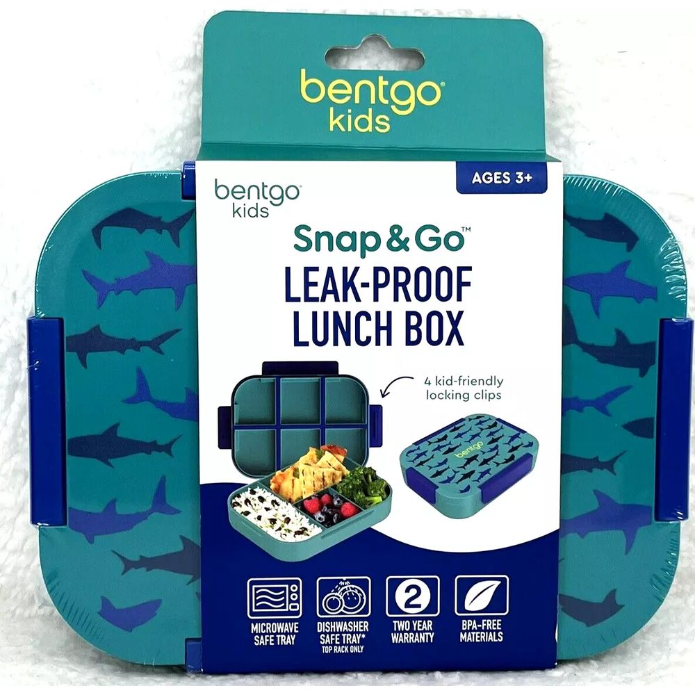 Bentgo Kids Durable & Leak-Proof Lunch Box 4 Compartment - Shark Print ...