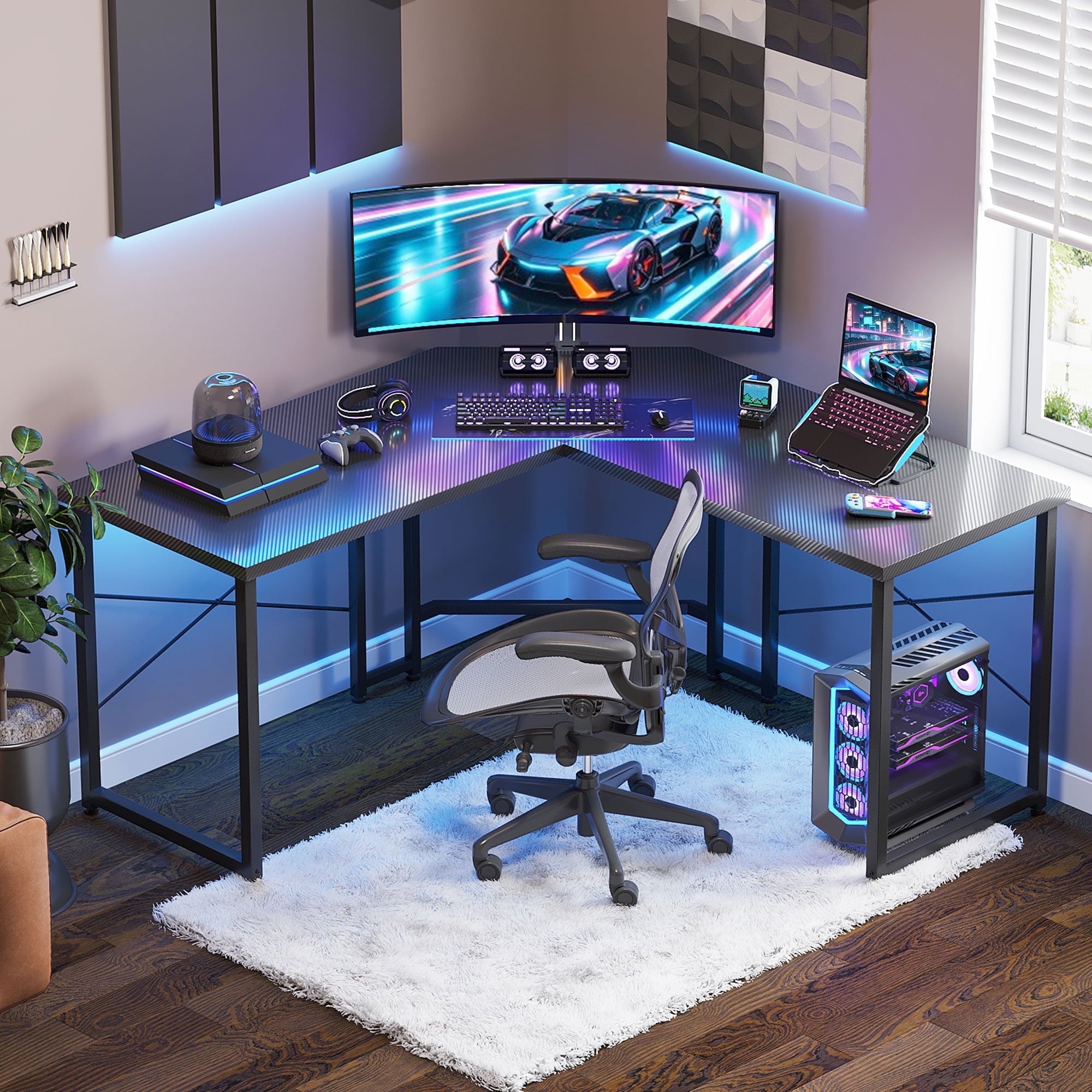 Casacomoda Basic L Desk L Shaped Computer Desk 51 Reversible with Moni ...