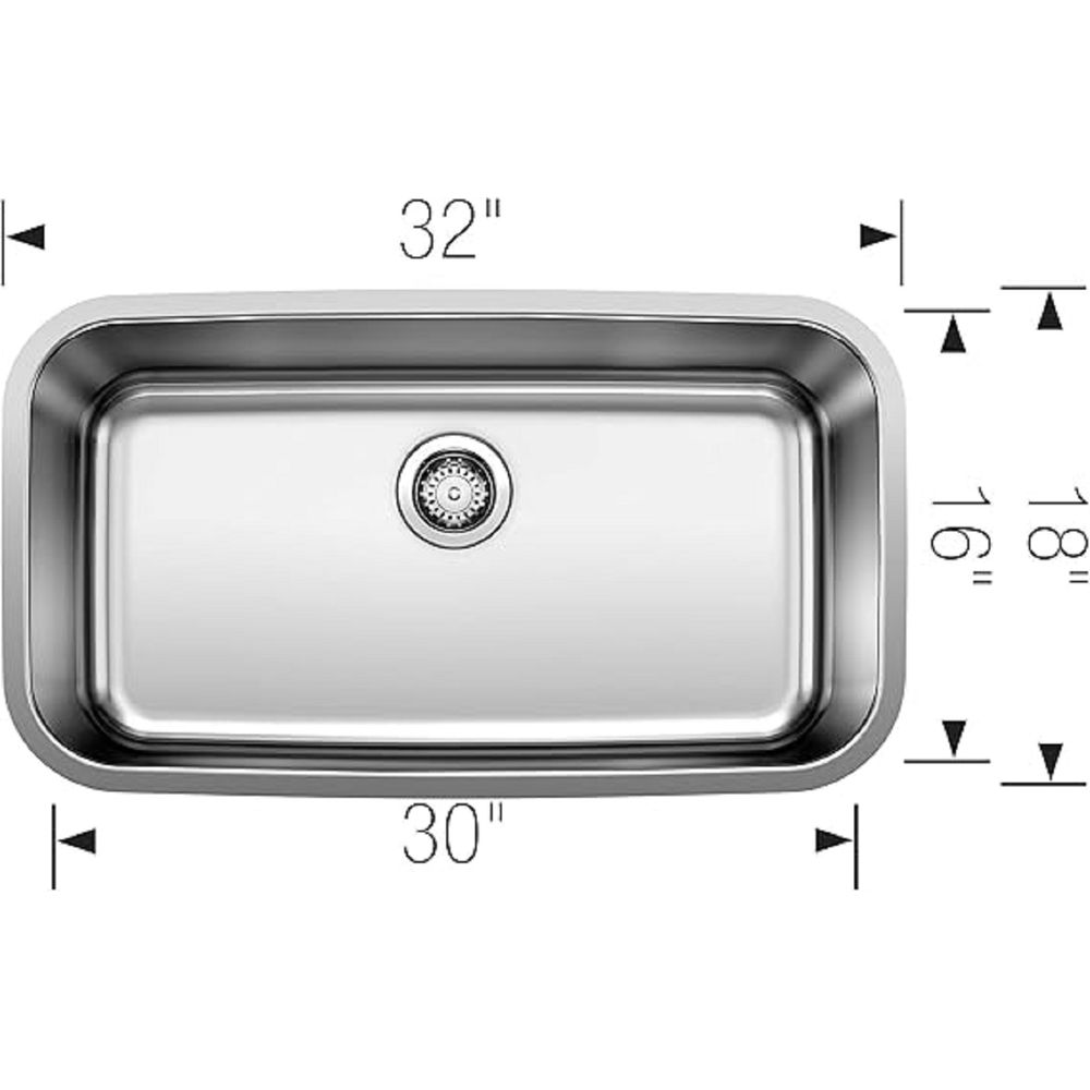 Blanco 442576 Stainless Steel STELLAR Super Single Undermount Kitchen ...