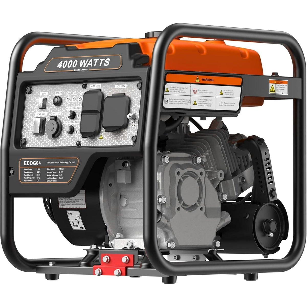 Efurden EDOG04-WM 4000-Watt Portable Inverter Generator, Gas Powered G ...