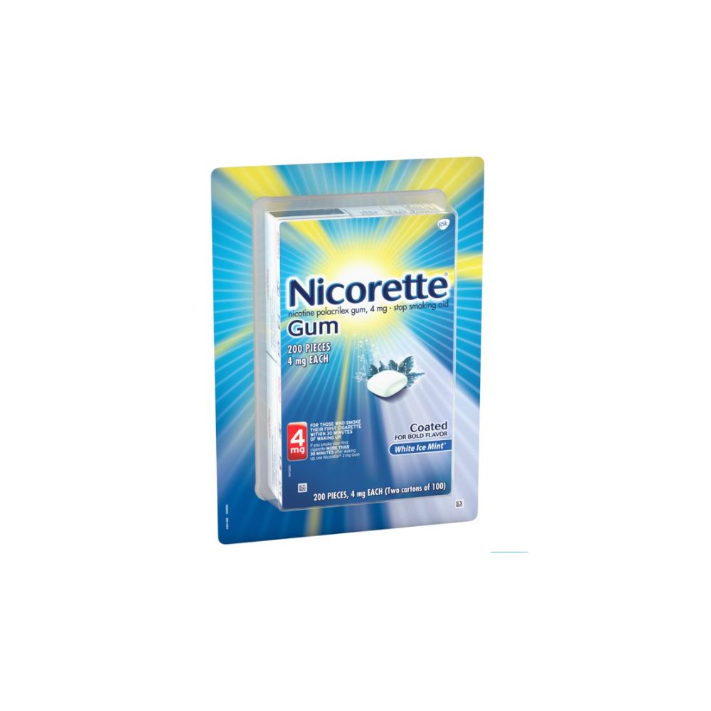 Nicorette 776031 White Ice Mint 4mg Stop Smoking Aid Gum 200 ct Pack ...