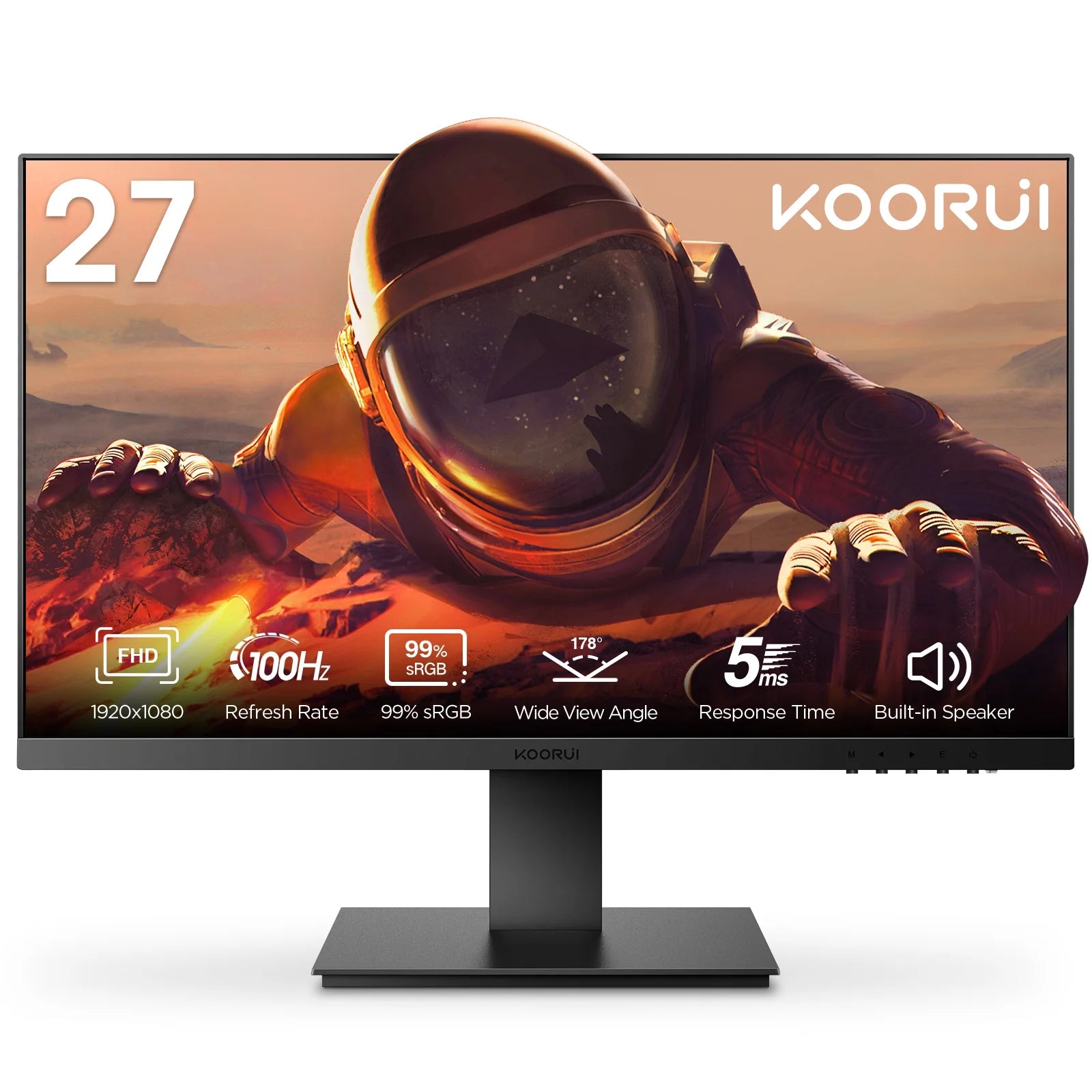 KOORUI N01 27'' FHD 100HZ Gaming Monitor, Built-in Speakers, 1080P Ult ...