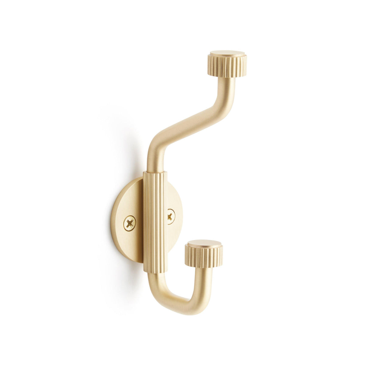 Signature Hardware 488949 Brixlee Knurled Brass Double Robe Hook Satin ...