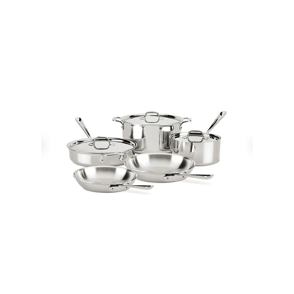 All-Clad D3 Stainless 3-Ply Bonded 8-Piece Cookware Set, Stainless Ste ...