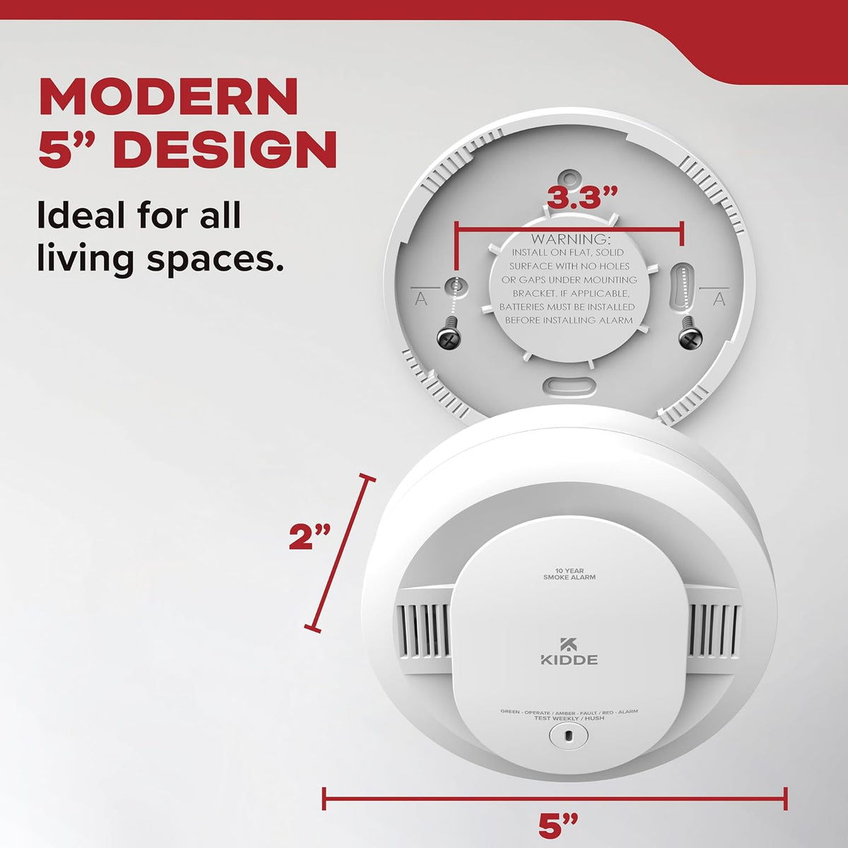 Kidde 20SD10 Smoke Detector, 10-Year Battery Powered, LED Warning Ligh ...