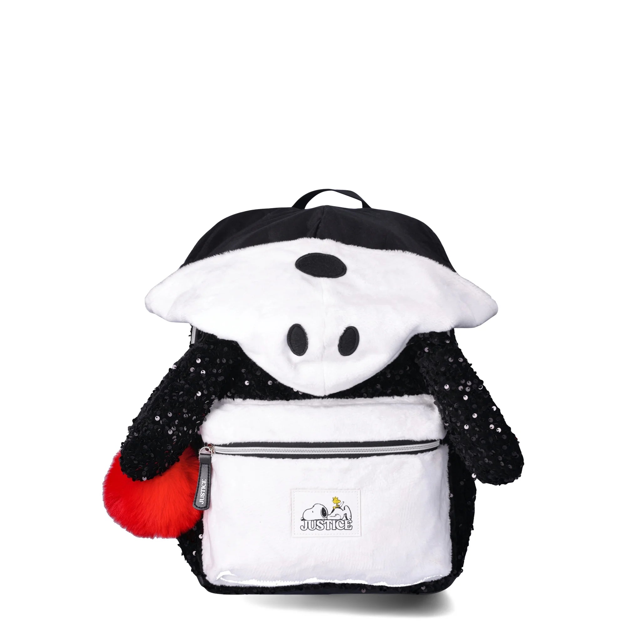 Justice B24JU60280-XX Snoopy Girls 17" Backpack with Hood, Black ...