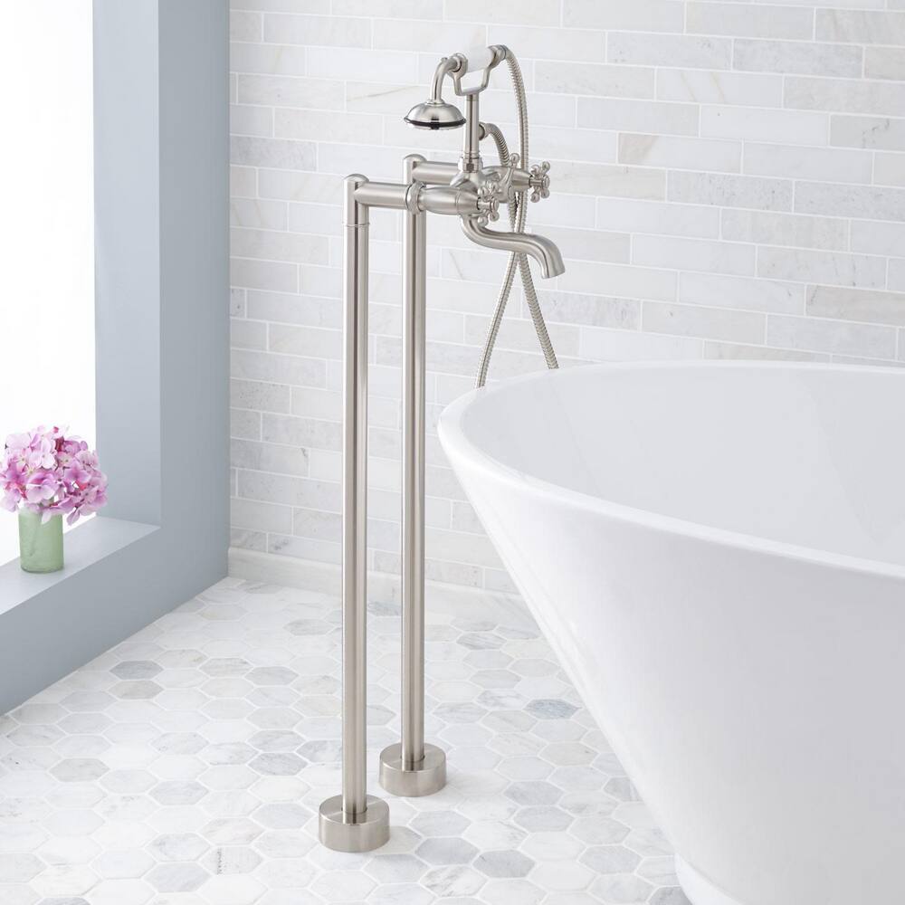 Free Standing Victorian Style Tub Faucet, Riser Piping and Hand Shower ...