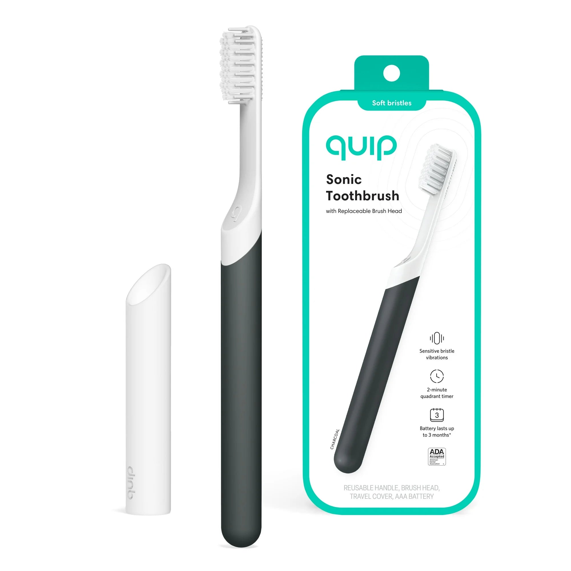 Quip 3432424 Adult Electric Toothbrush Full Head, Built-in Timer + Tra ...