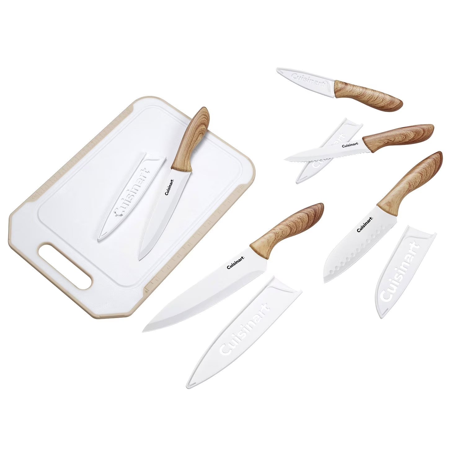 Cuisinart 11-Piece Ceramic Coated Knife Set with Cutting Board, Faux W ...