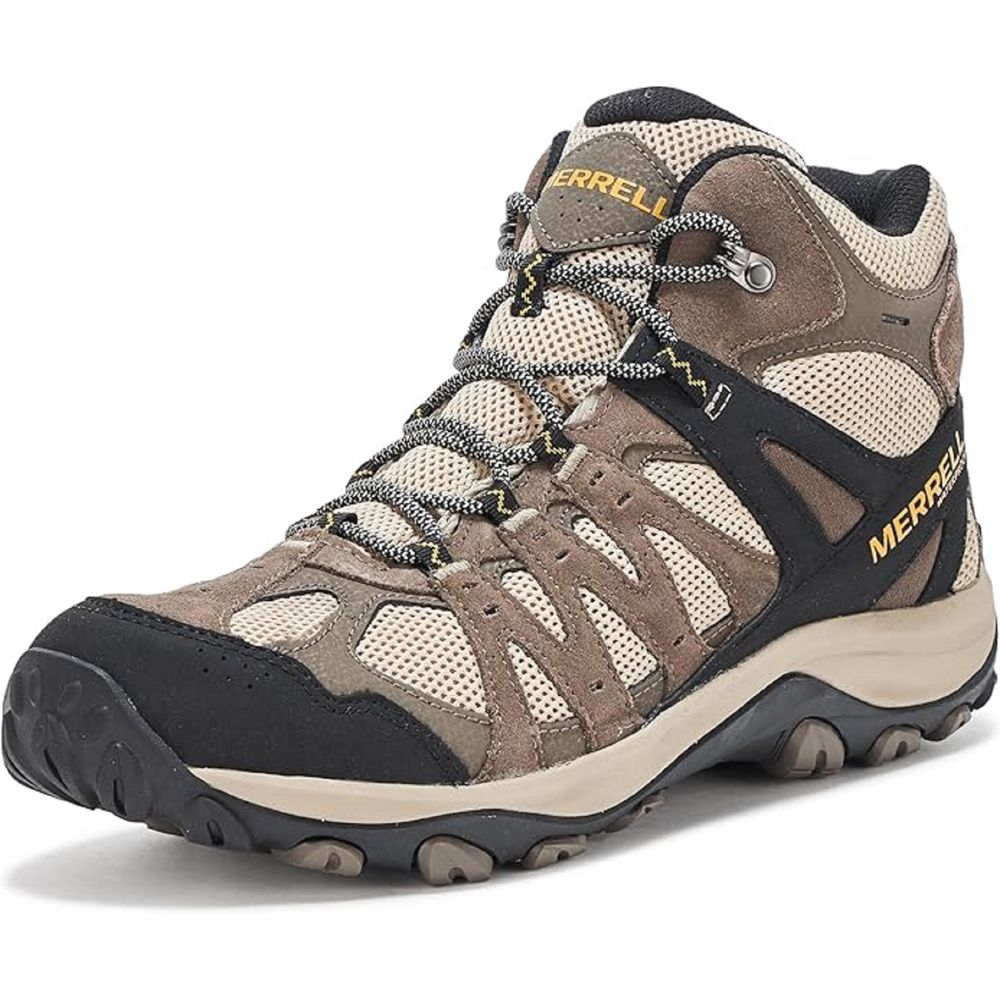 Merrell Men's Mid Wp Hiking Boot, Boulder/Old Gold, 11.5M – VIP Outlet