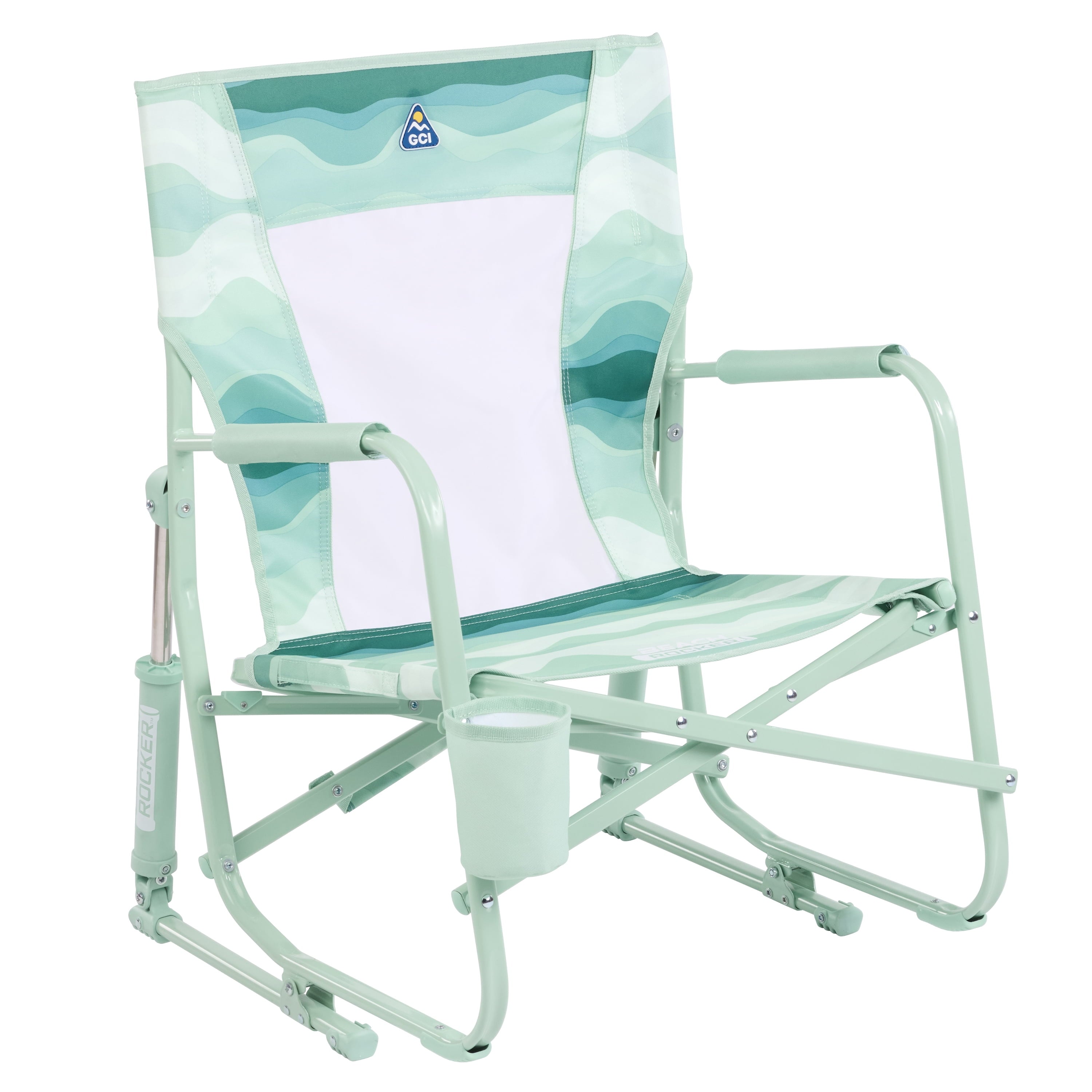 GCI Outdoor Beach Rocker Low Profile Foldable Rocking Chair Wave Green ...