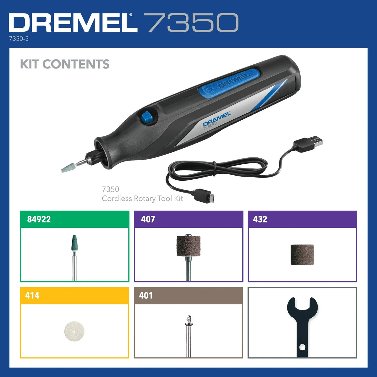 Dremel 7350-5W Cordless Rotary Tool Kit - Ideal for Light DIY Projects ...