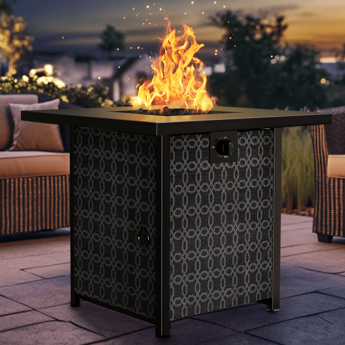 CHITOOMA 8594387103 28" Gas Fire Pit Table for Outside 50000 BTU Propa ...