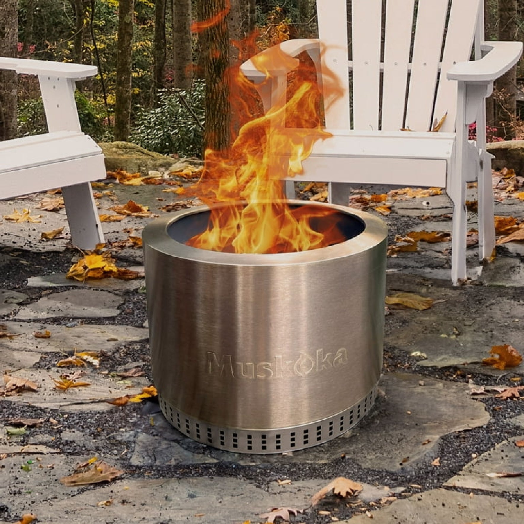 Muskoka 52660 19.5" Stainless Steel Smokeless Wood Burning Fire Pit wi ...