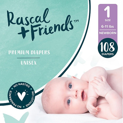 Rascal & Friends Premium Diapers, Size 1, 108 Count – VIPOutlet