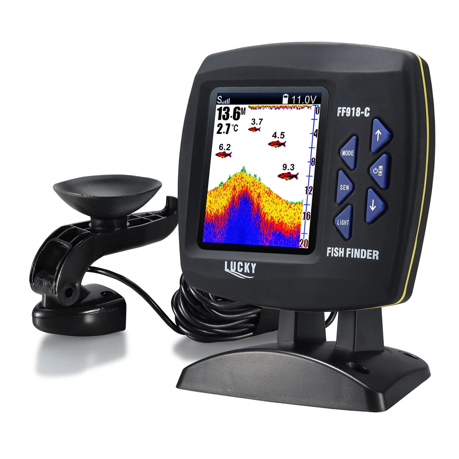 Lucky Y22814 FF918-C Color LCD Screen Fish Finder 590ft Water Depth Bo ...