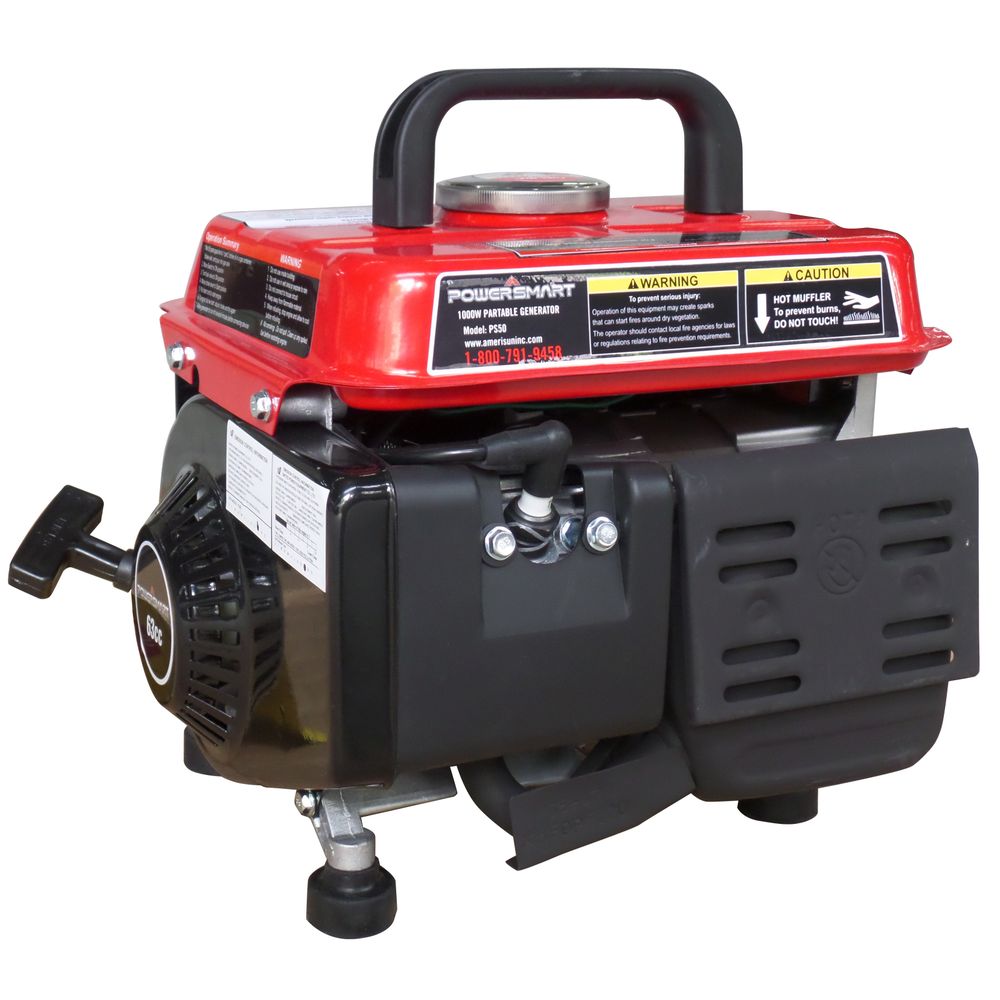 PowerSmart PS50 1000W 2 Stroke Manual Start Portable Generator, Red/Bl ...