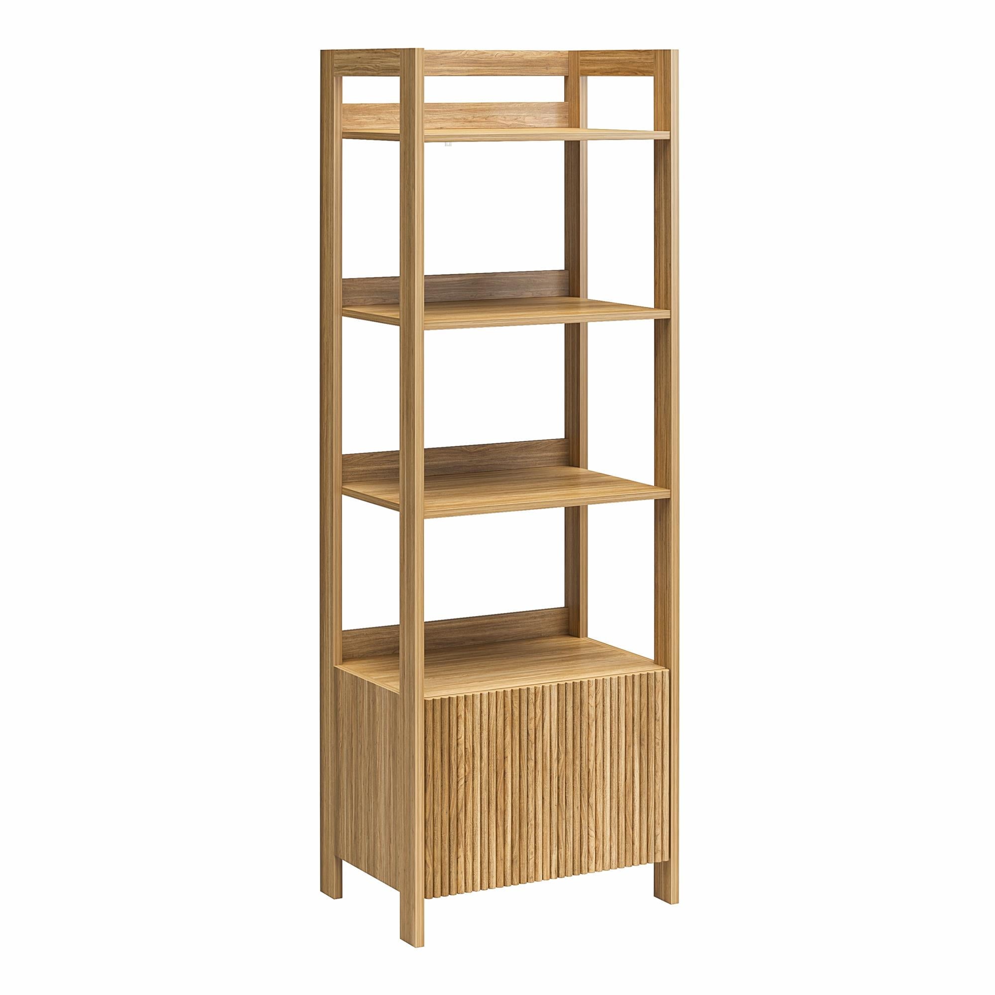 Mainstays 6066953WCOM 4-Shelf Reeded Bookcase with Drawer, Natural Tea ...