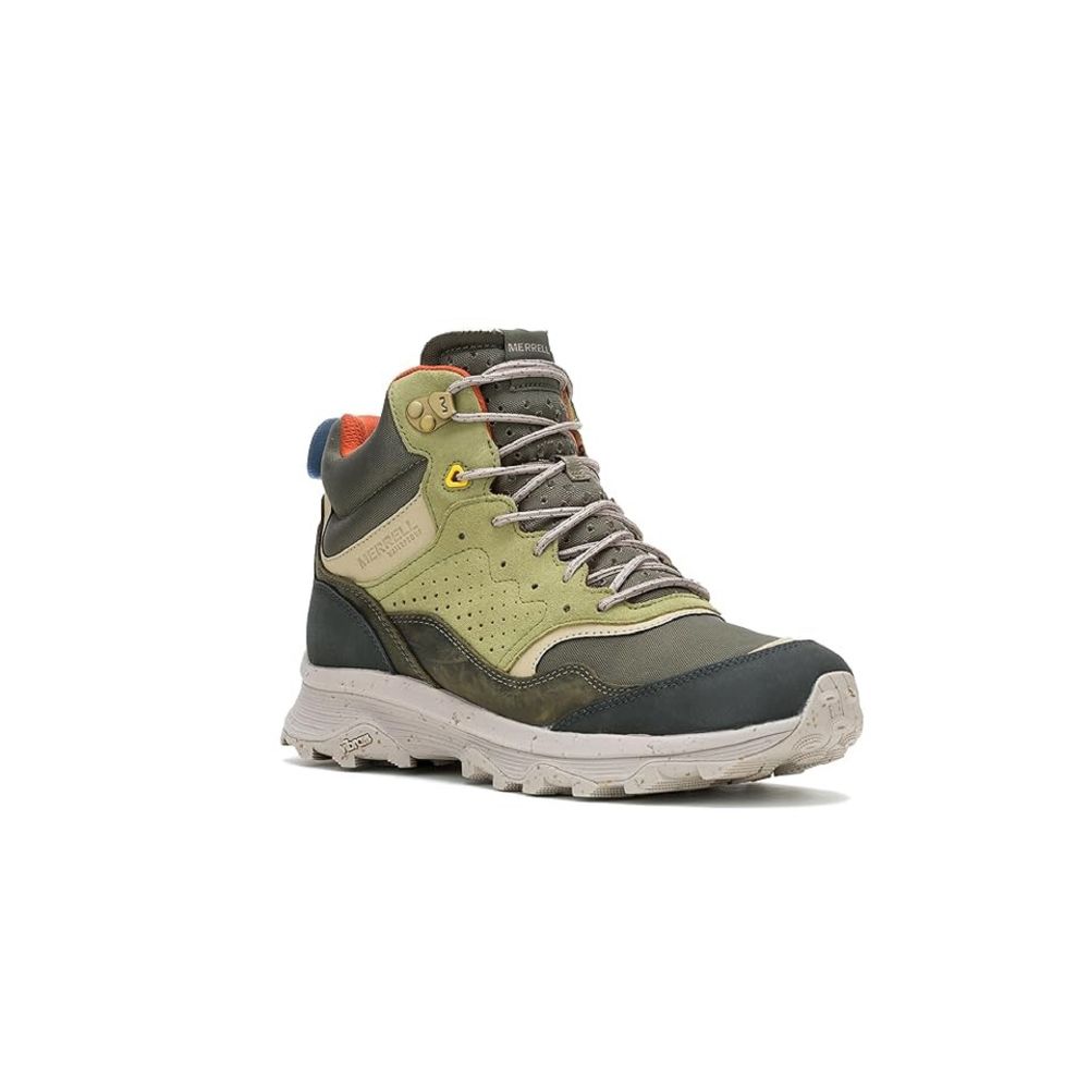 Merrell Speed Solo Mid Waterproof Hiking Boots for Men - Olive Multi ...