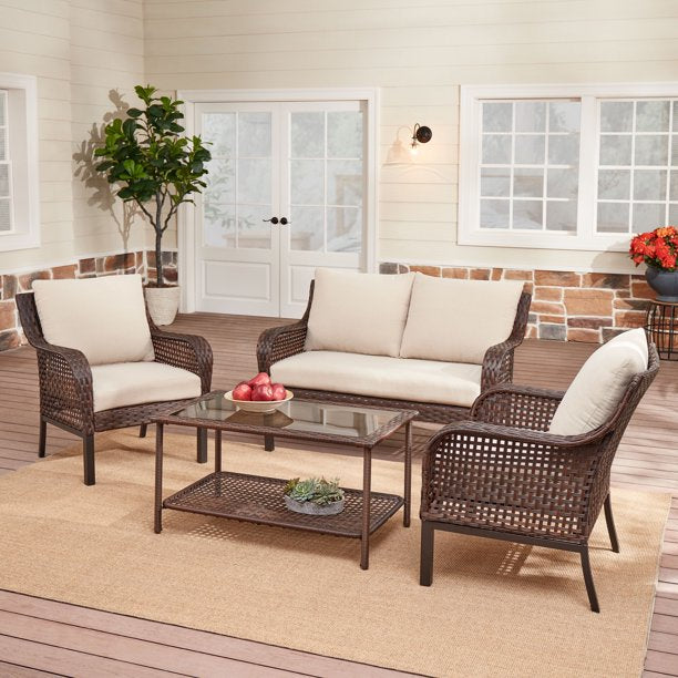 Mainstays Tuscany Ridge 4-Piece Conversation Set, Beige - High Quality ...