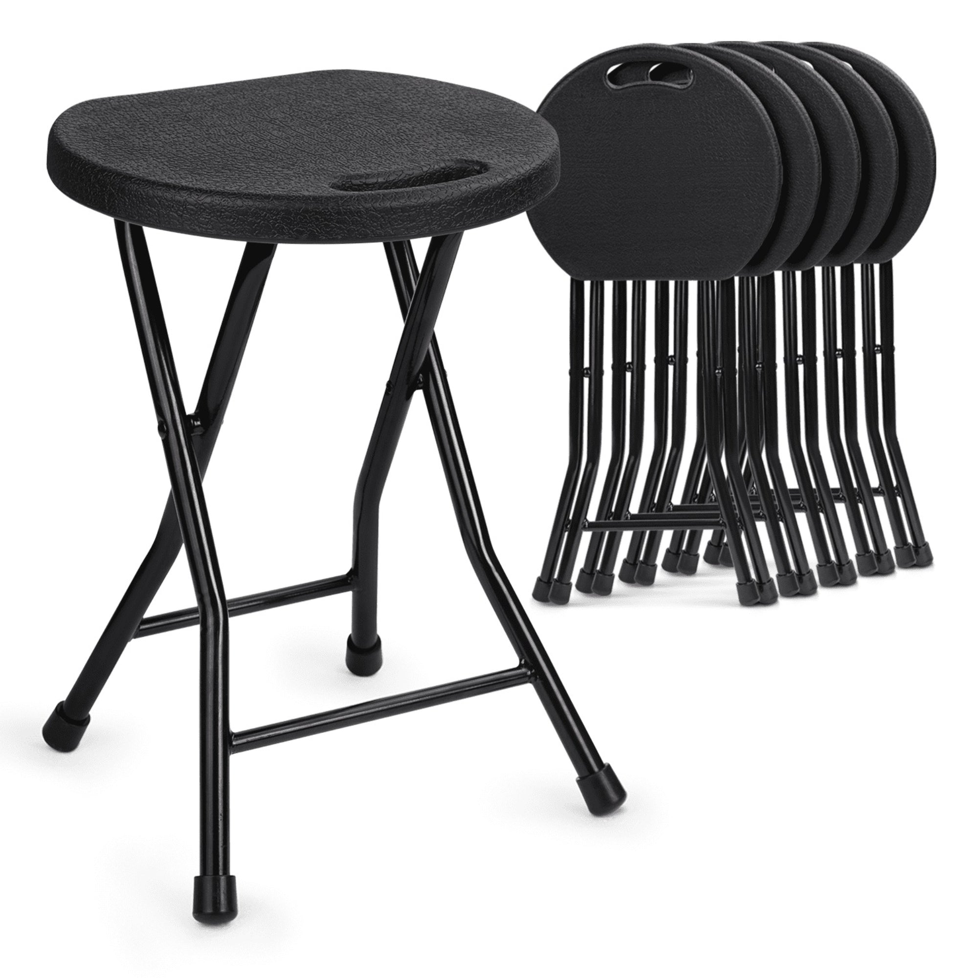 MoNiBloom A08-CH-003-6P-BK Set of 6 Portable Folding Stools, Black ...