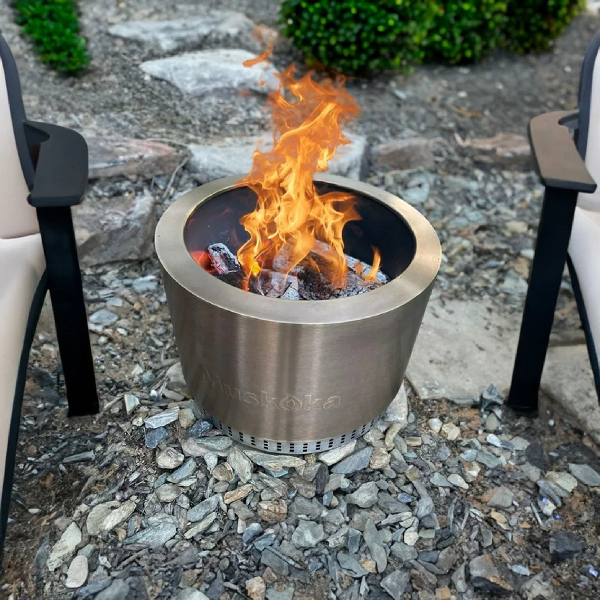 Muskoka 52660 19.5" Stainless Steel Smokeless Wood Burning Fire Pit wi ...