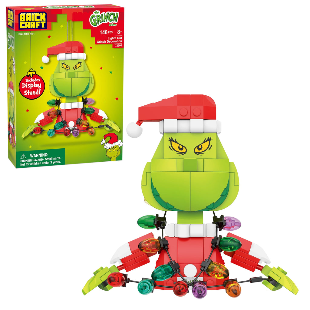 Brickcraft Grinch Building Set, 146 Pieces, Holiday Lights Decor, Disp ...