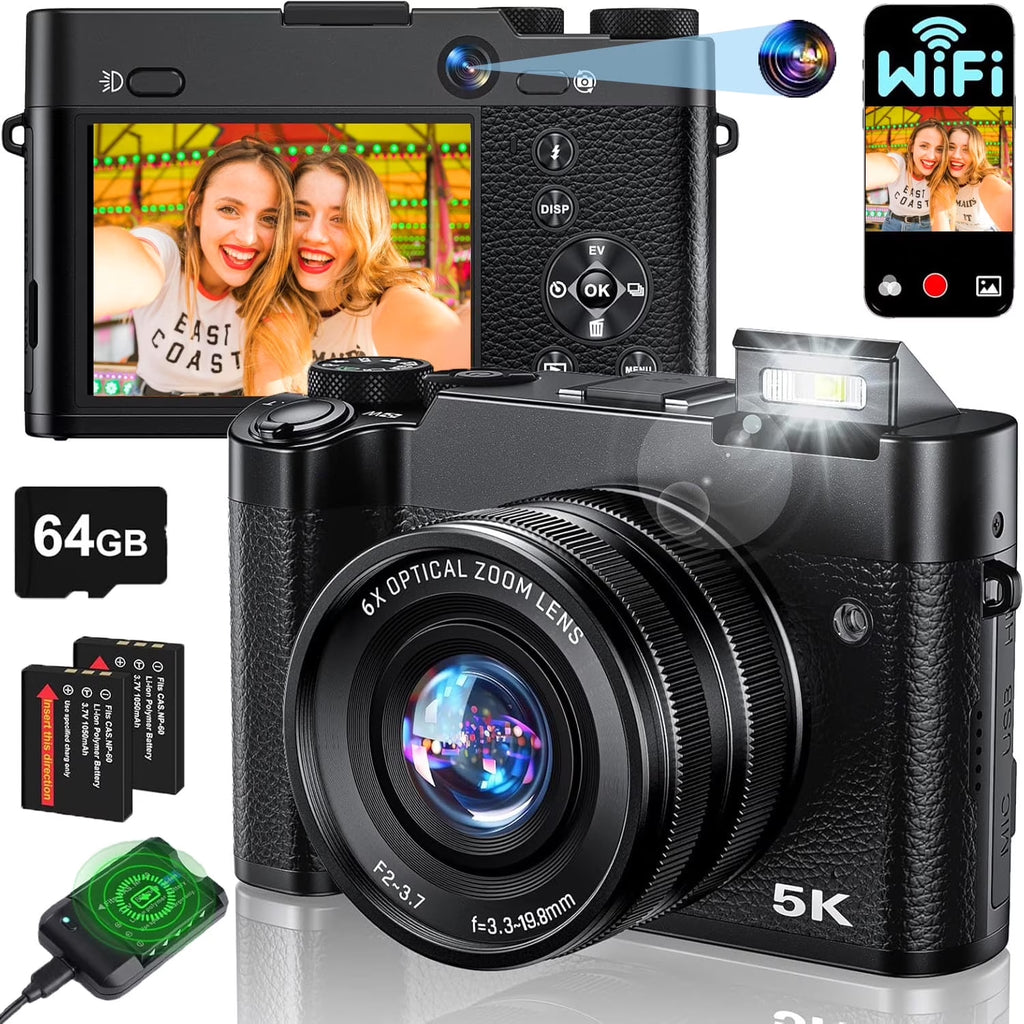 Brewene DC205X 5K 64MP WiFi Dual-Lens Digital Vlogging Camera – VIP Outlet