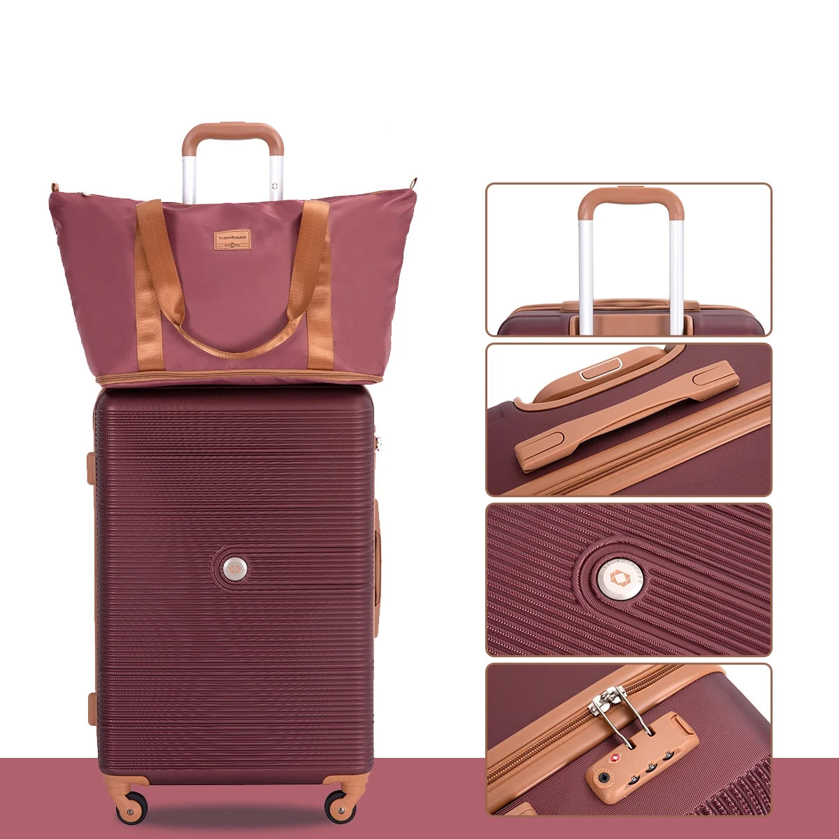 Travelhouse 6 Piece Hardshell Luggage Set, Wine Red – VIP Outlet