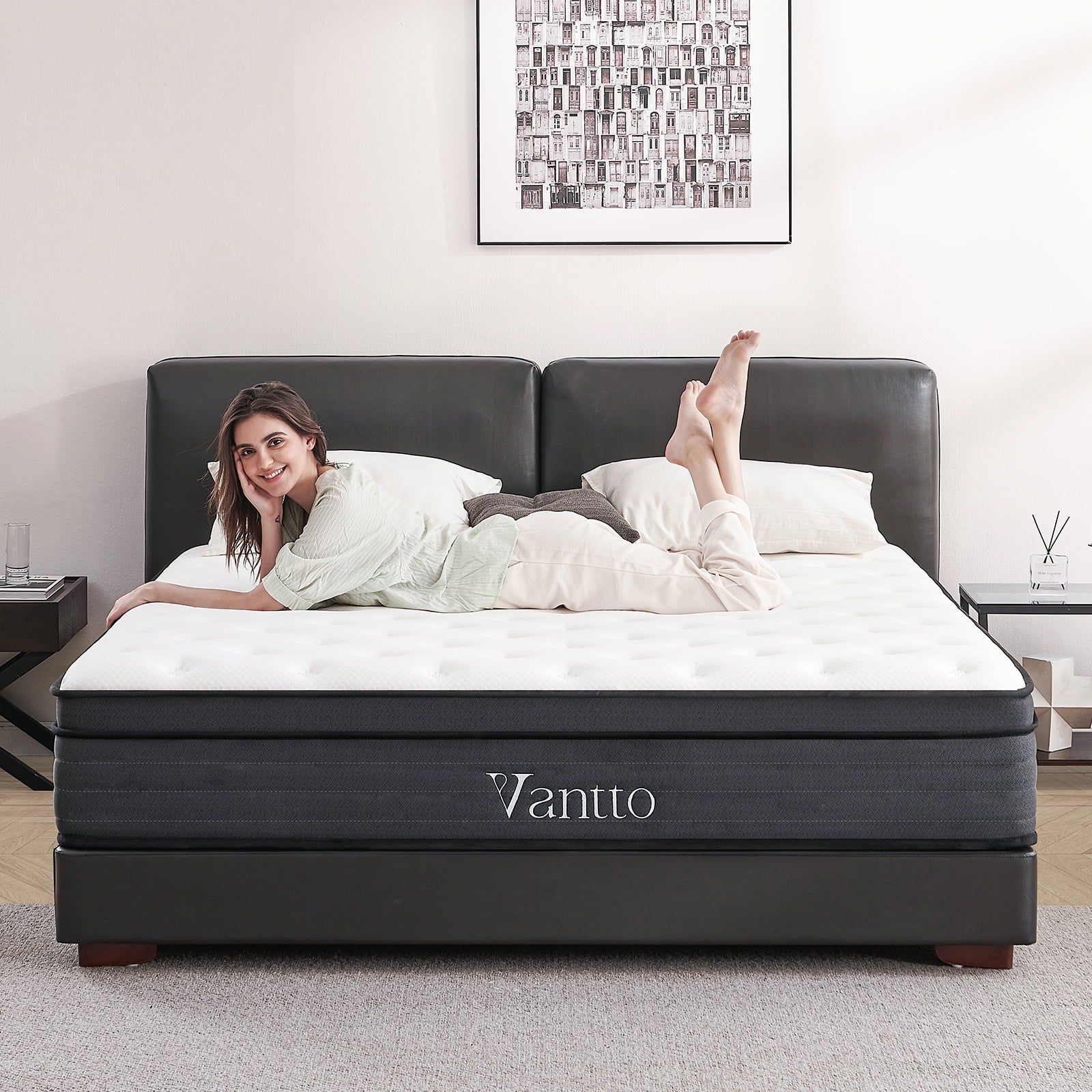 Vantto Vantto-WM-12K King Size Mattress 12 Inch Hybrid Memory Foam Mat ...