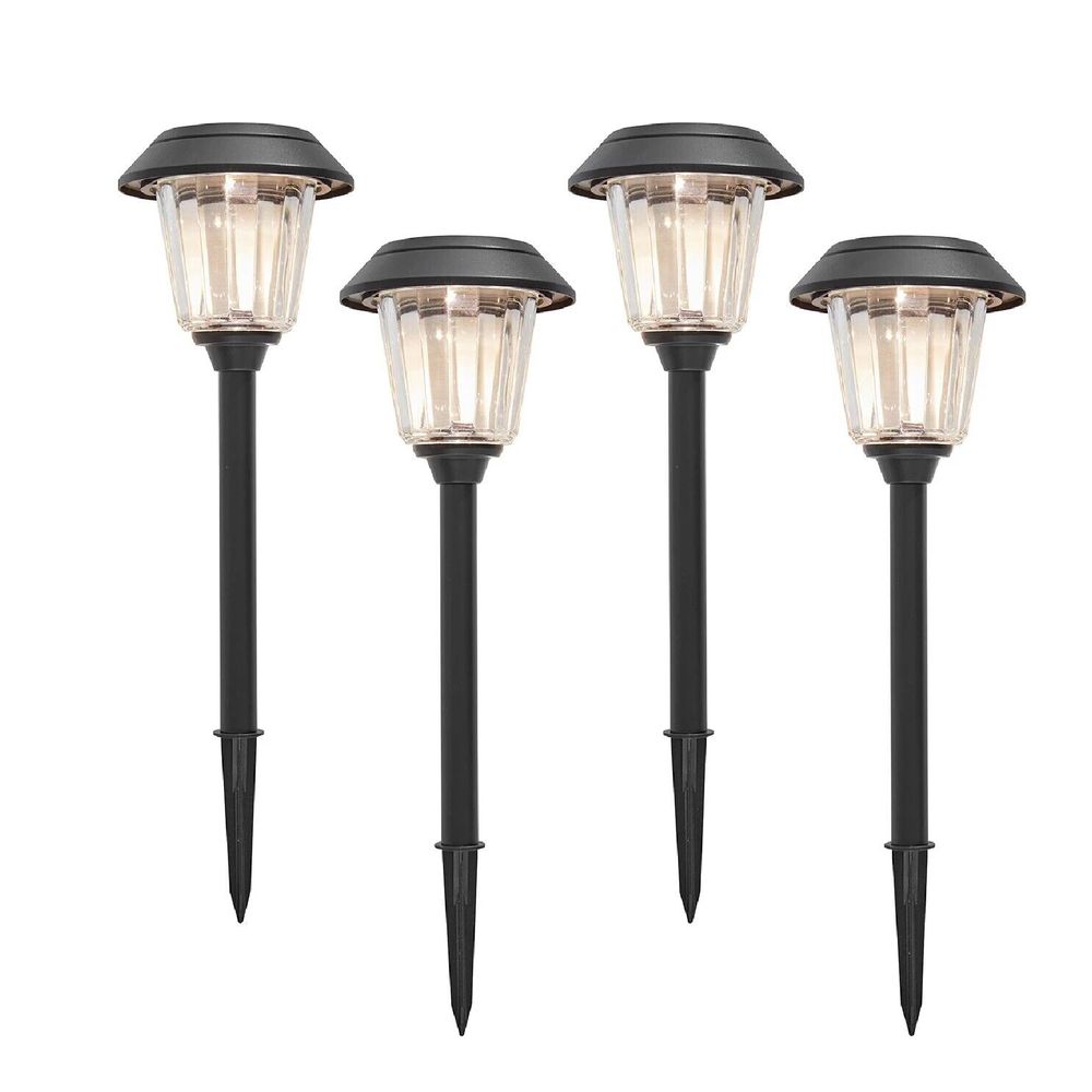 4-Piece LED Solar Path Lights - Matte Black – VIP Outlet