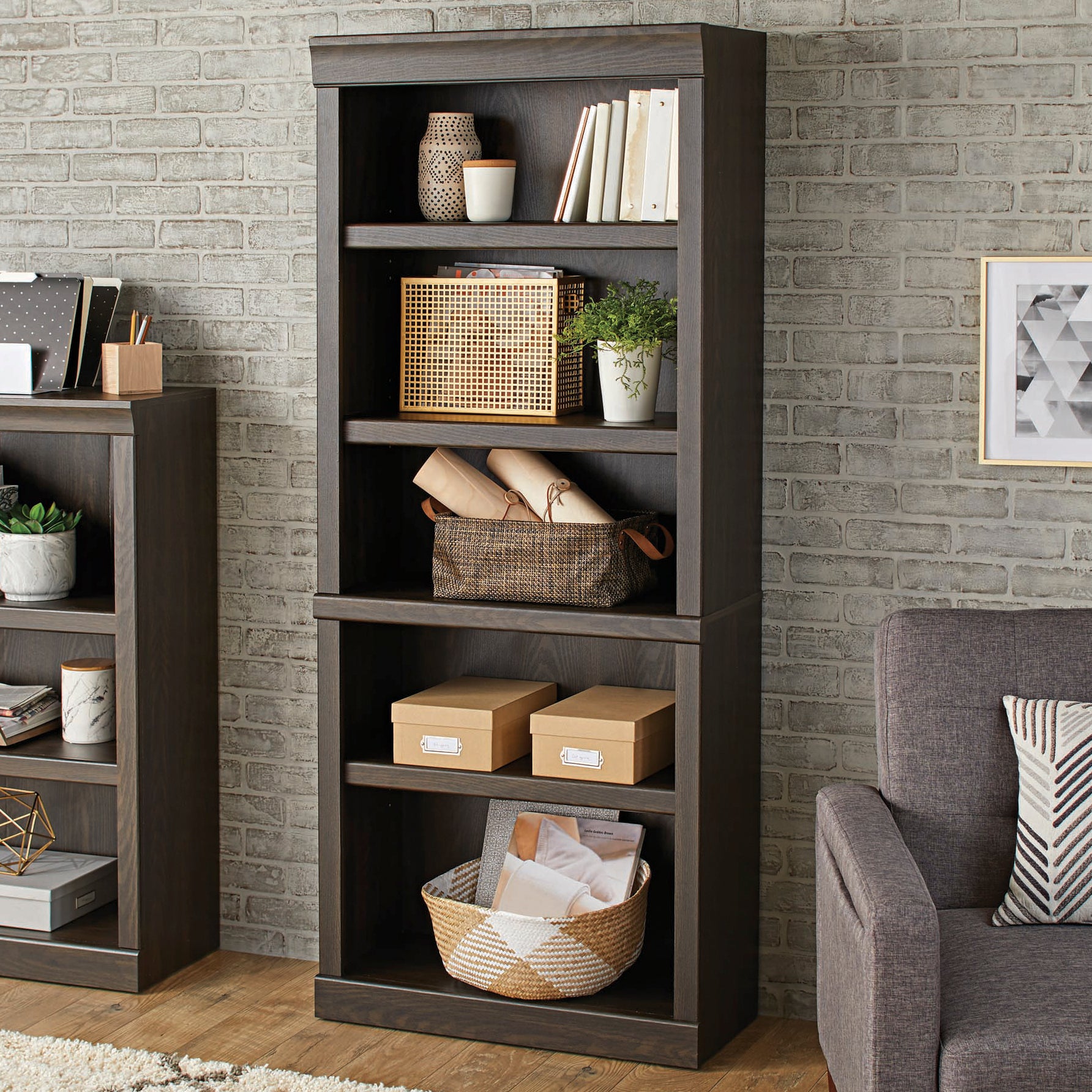 Better Homes & Gardens Glendale 5 Shelf Bookcase, Dark Oak Finish – VIP ...