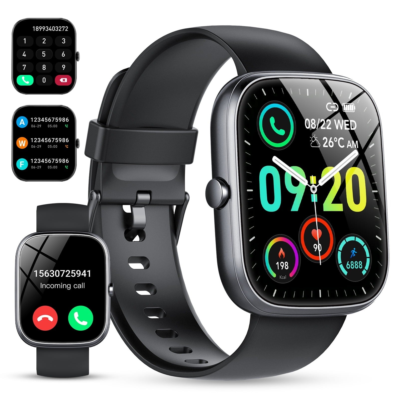 T60 Smart Watch For Android And iPhone IP68 Waterproof Smartwatch, Bla ...