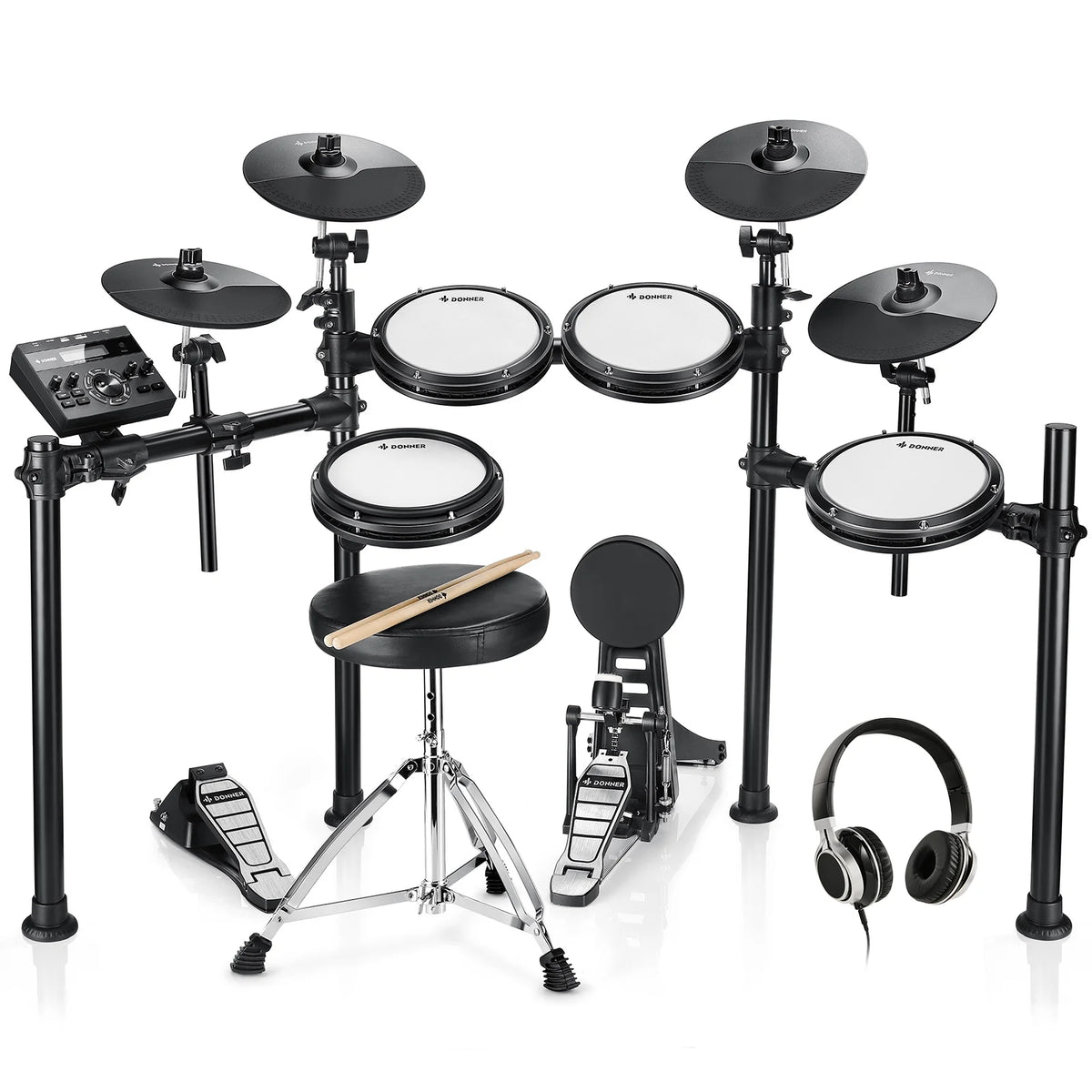 Donner DED-200X Electronic Drum Set with Quiet Mesh Drum Pads – VIP Outlet