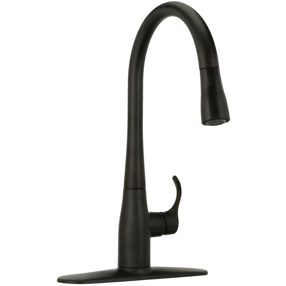 Kohler K-596-BL Simplice Single-Hole Pull-Down Kitchen Faucet, Matte B ...