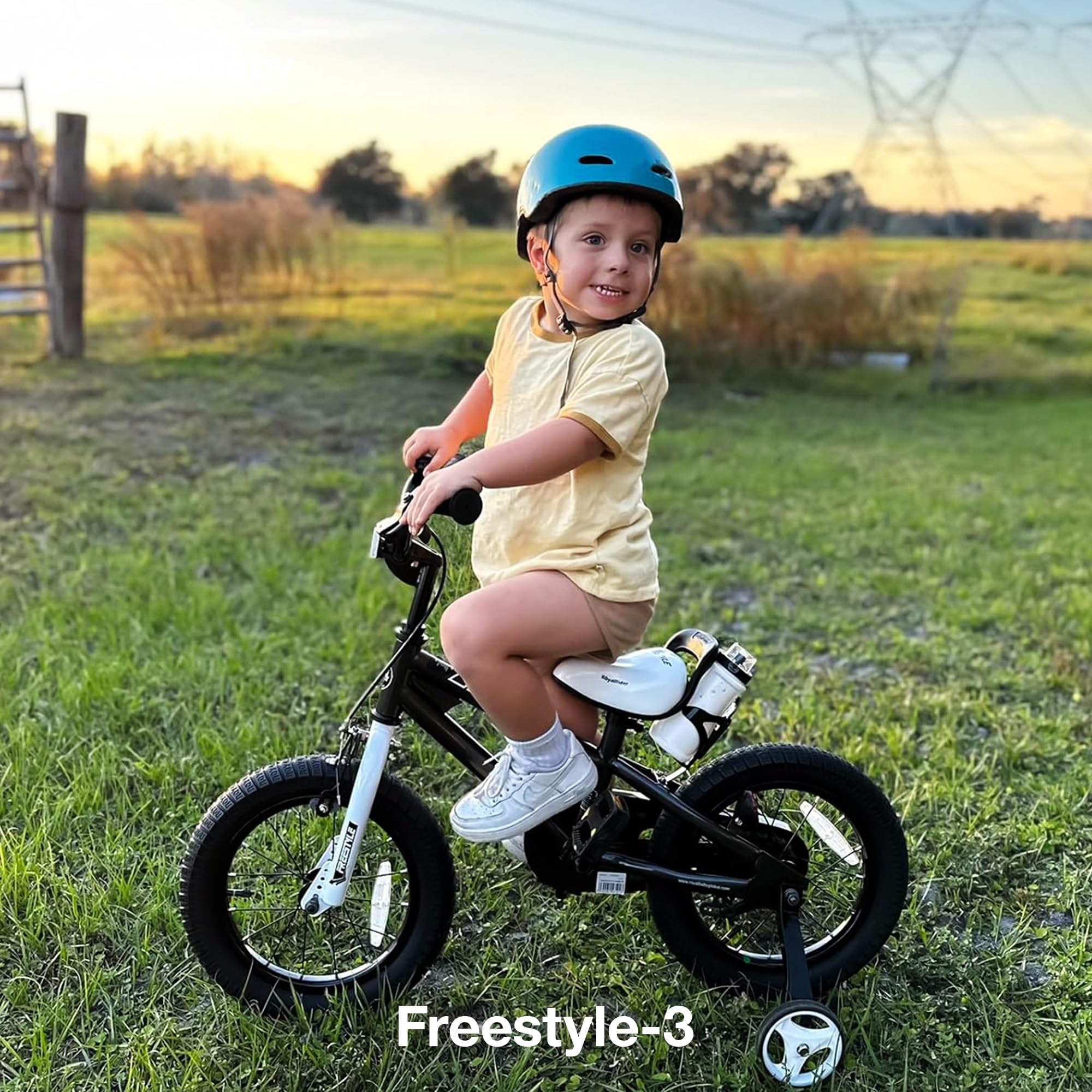 RoyalBaby Freestyle Kids Bike 14 Inch with Training Wheels Black RB14B ...