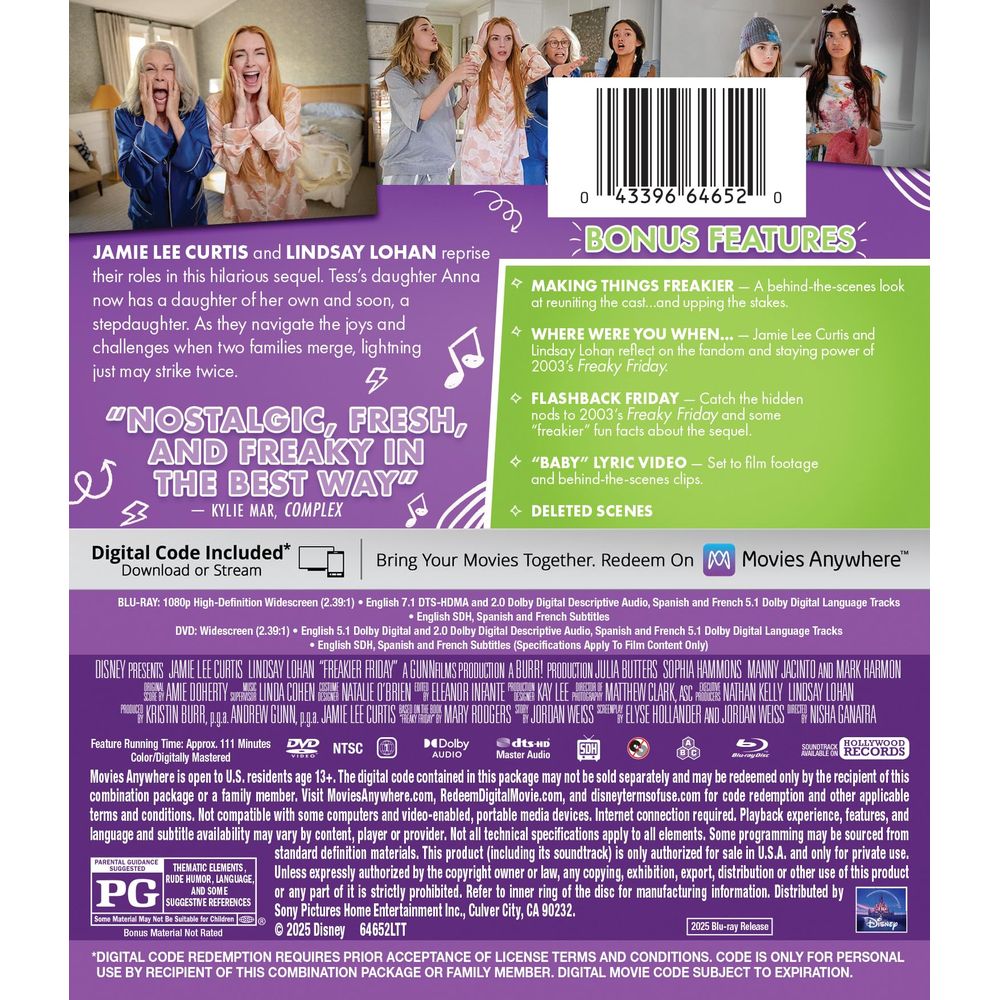 Sony Pictures Home Entertainment Freakier Friday Blu-ray DVD Digital C ...