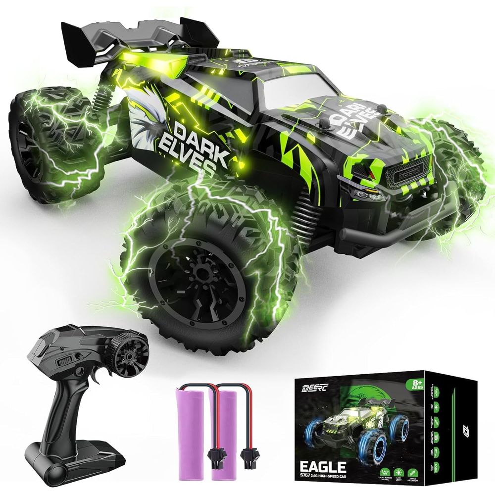 DEERC Lightning Hawk Glow Remote Control Car, All-Terrain Monster Truc ...