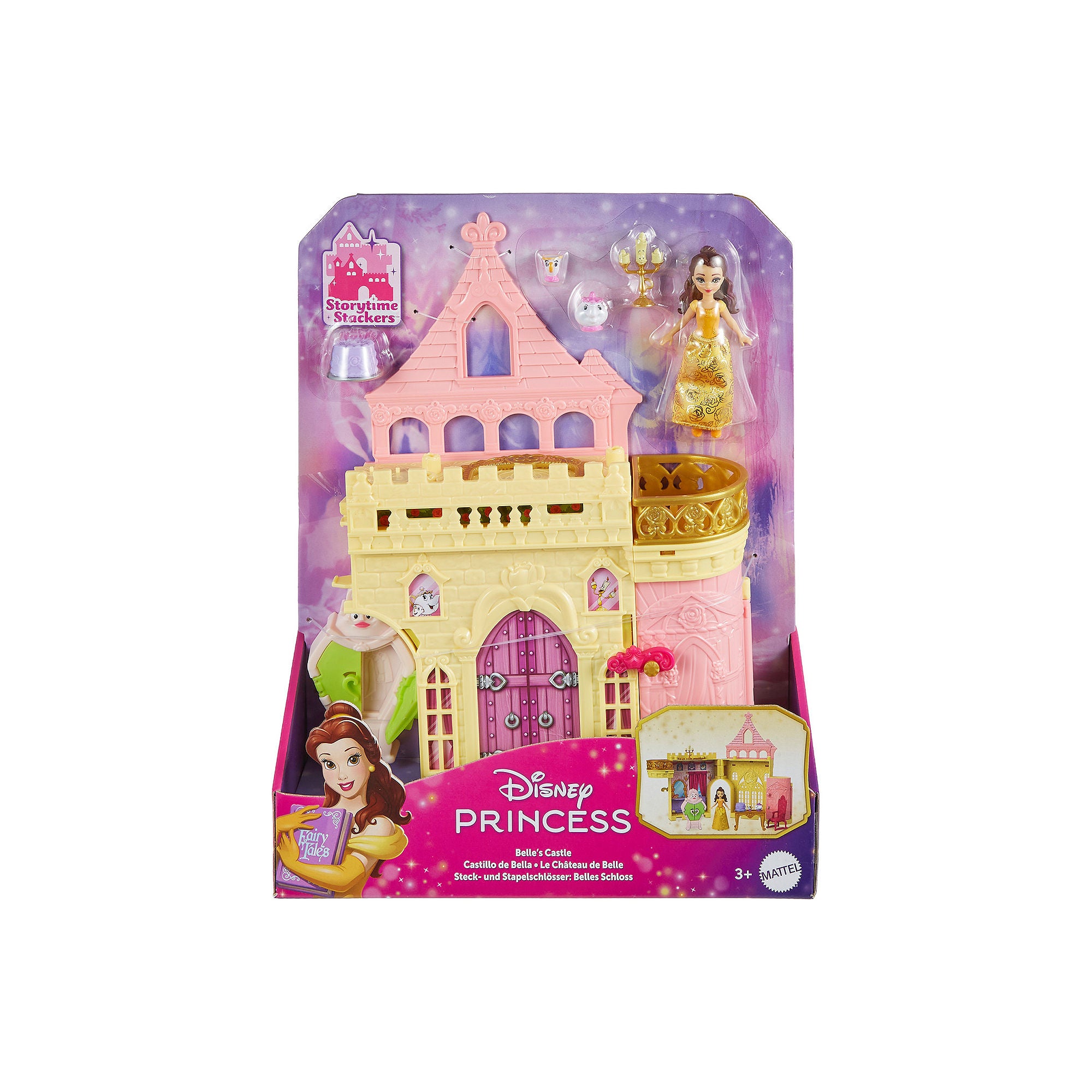 Mattel Disney Princess Belle Stackable Castle Doll House with Small Be ...
