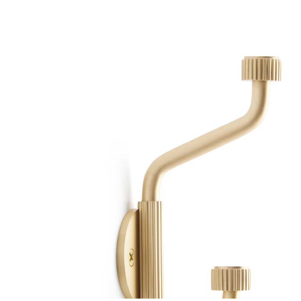 Signature Hardware 488949 Brixlee Knurled Brass Double Robe Hook Satin ...