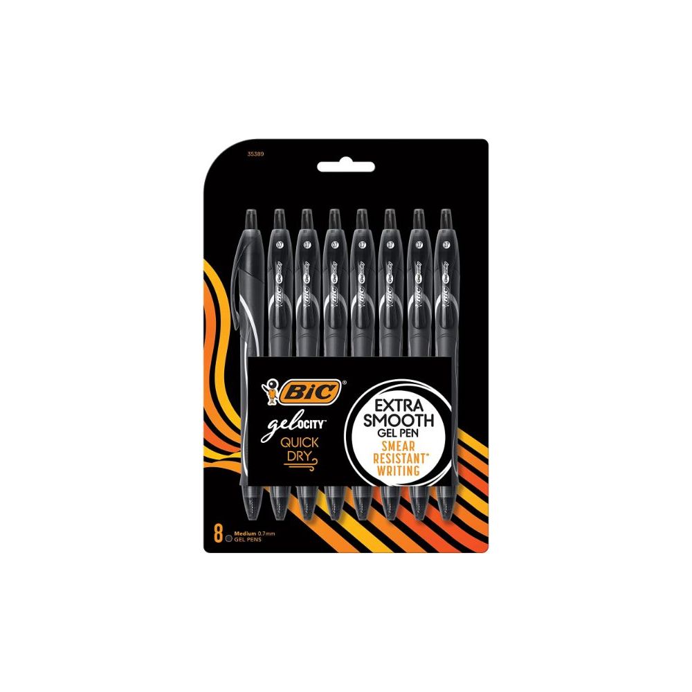 BIC RGLCGP81-BLK Gelocity Quick Dry Retractable Gel Pen, Medium Point ...