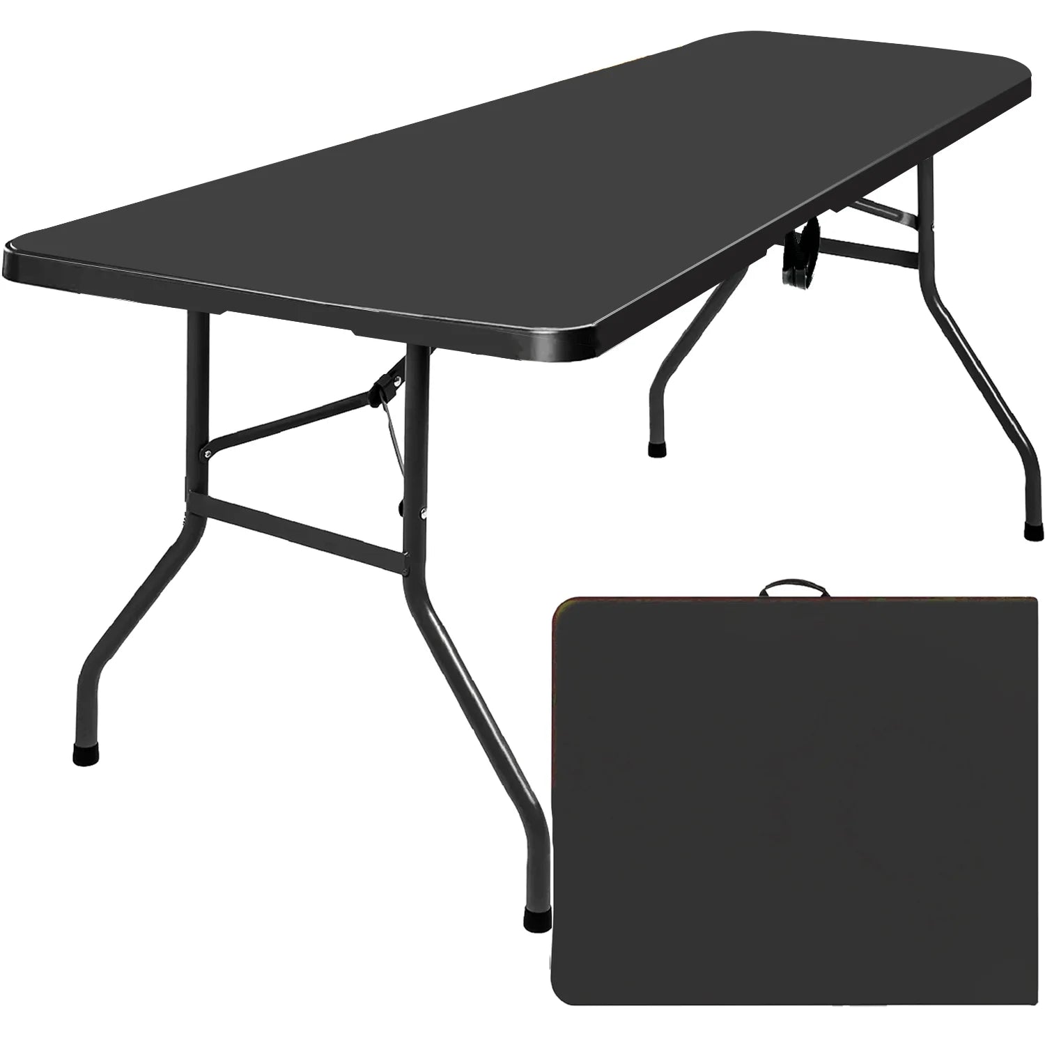 Musment JC-B42 6 ft Rectangular Plastic Folding Table, Black – VIPOutlet