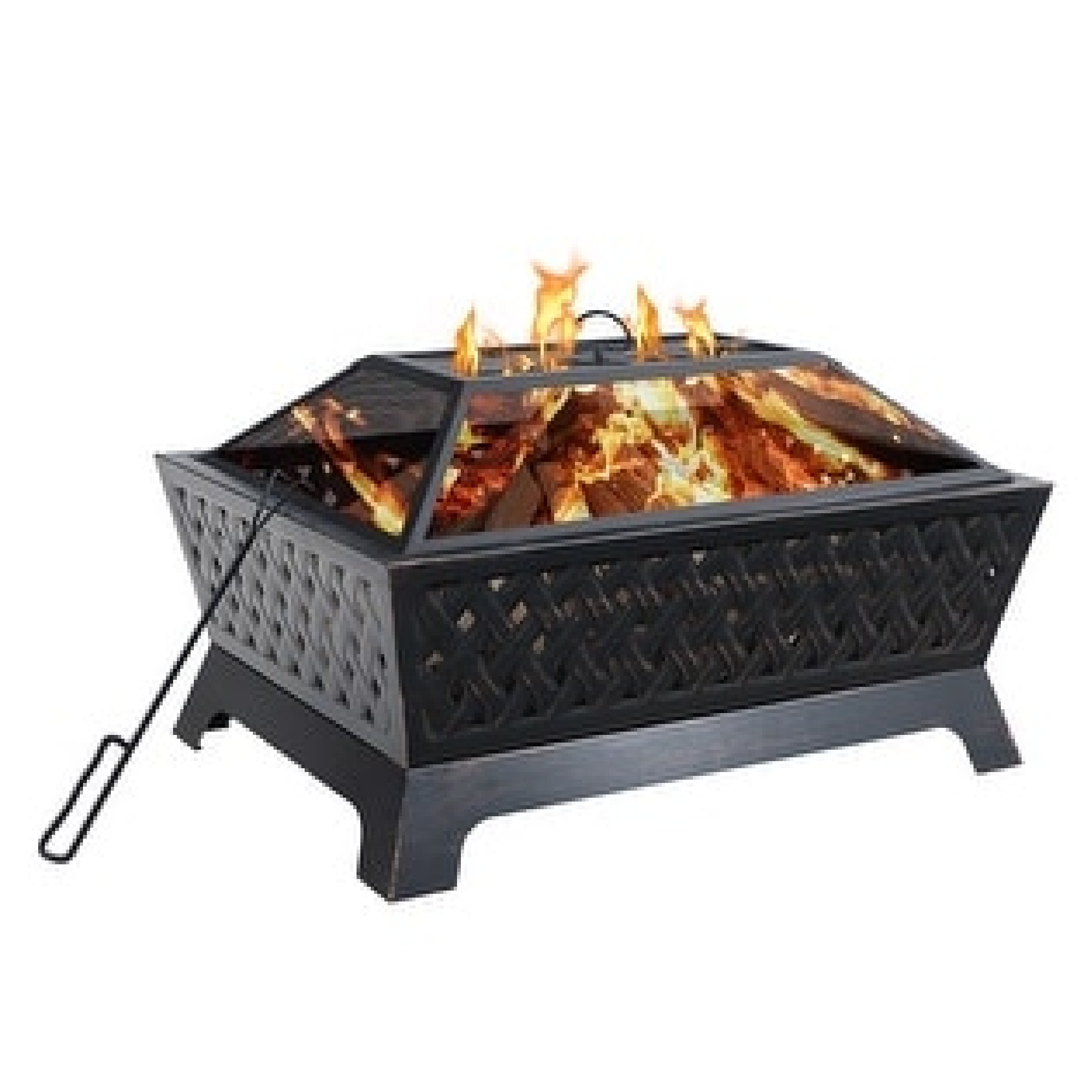 Sophia & William 34 Inch Rectangle Steel Fire Pit for Outside Wood Bur ...