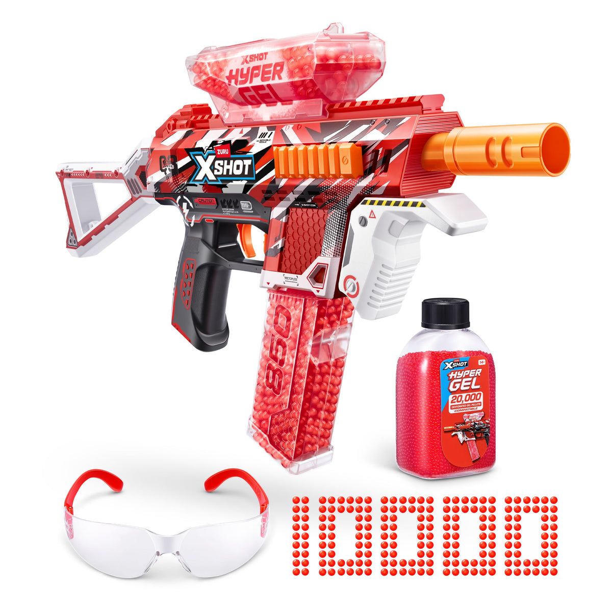 ZURU XSHOT Hyper Gel Trace Fire Motorized Blaster, Fully and Semi-Auto ...