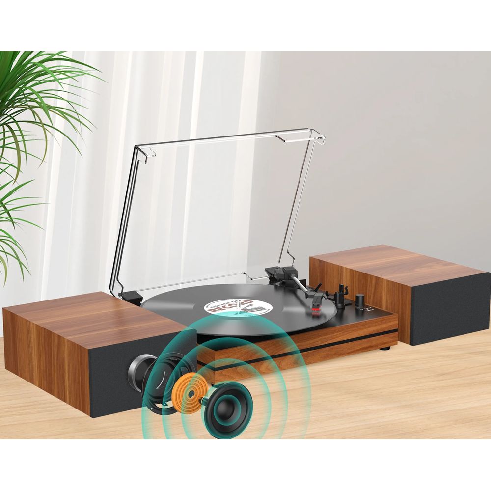 RetroAudio W04 3-Speed Vinyl Record Player with External Speakers, Vin ...