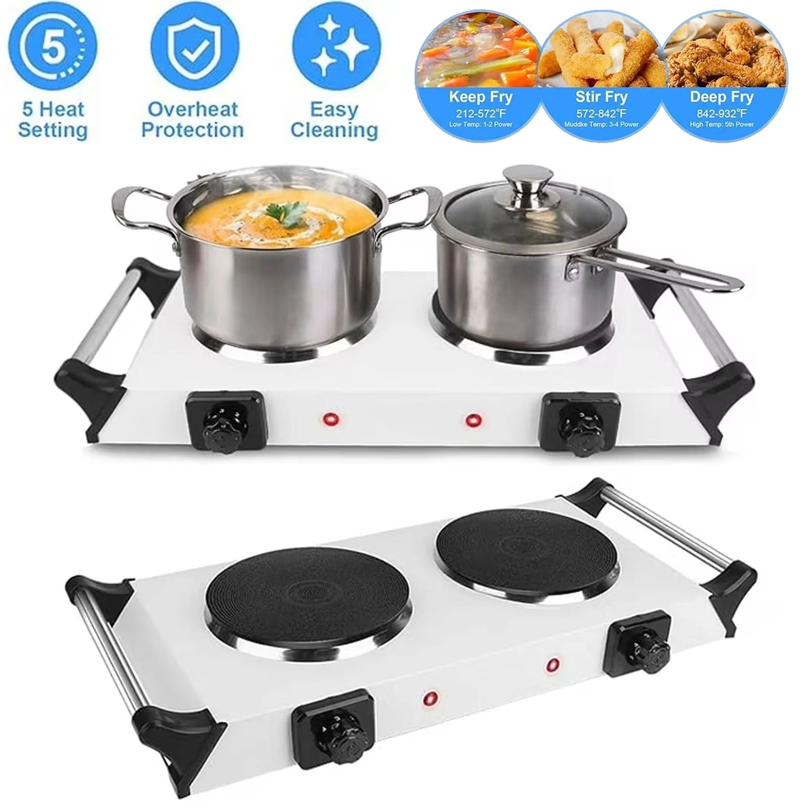 diceevil 09KY-3390304 2000W Electric Countertop Burner, White – VIP Outlet